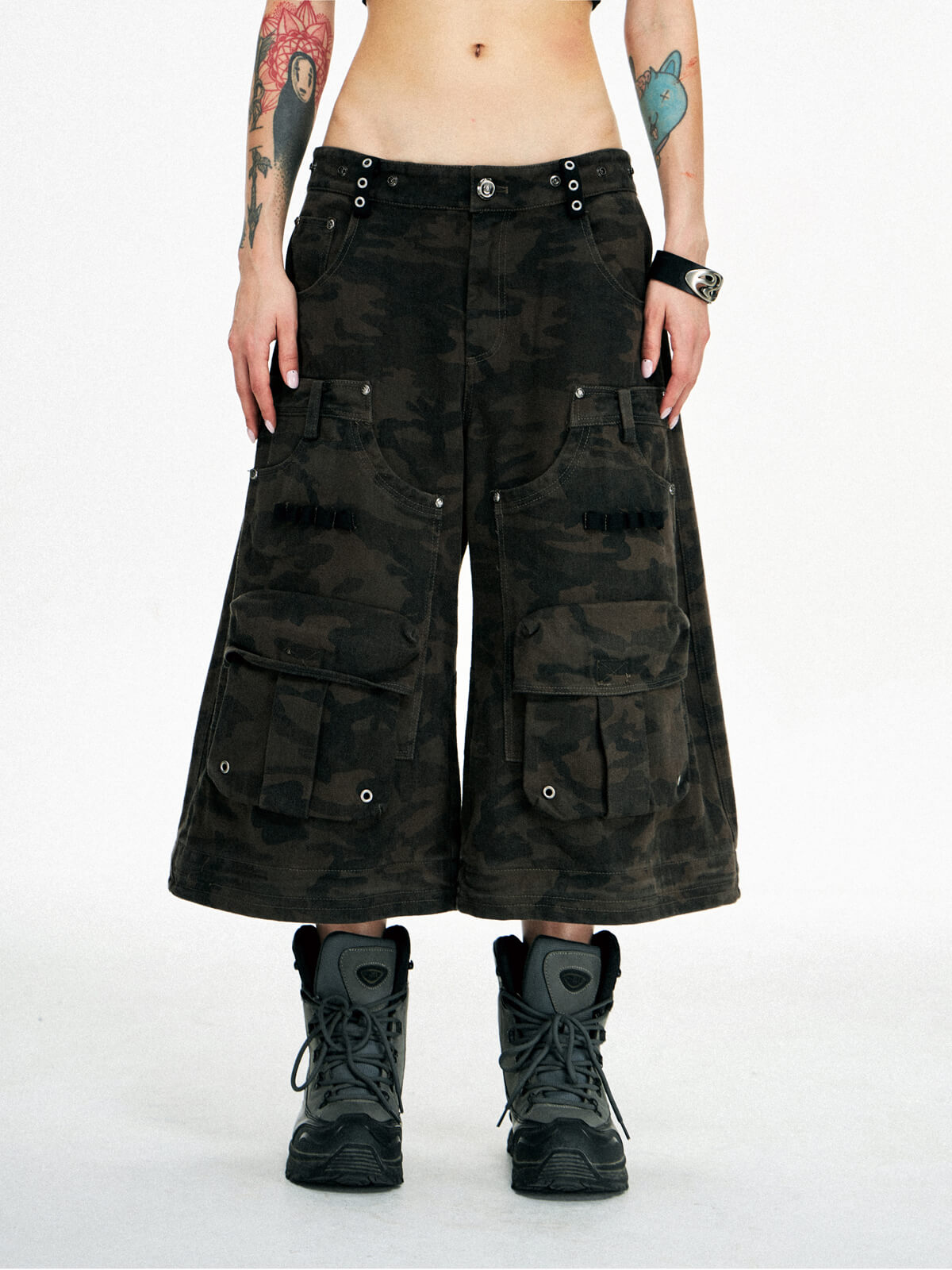 Personsoul Brown Camo Overalls with Zip-Off Legs - personsoul