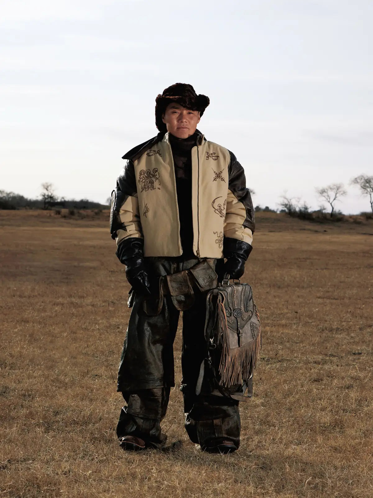 Personsoul Leather Patchwork Cotton Jacket - personsoul