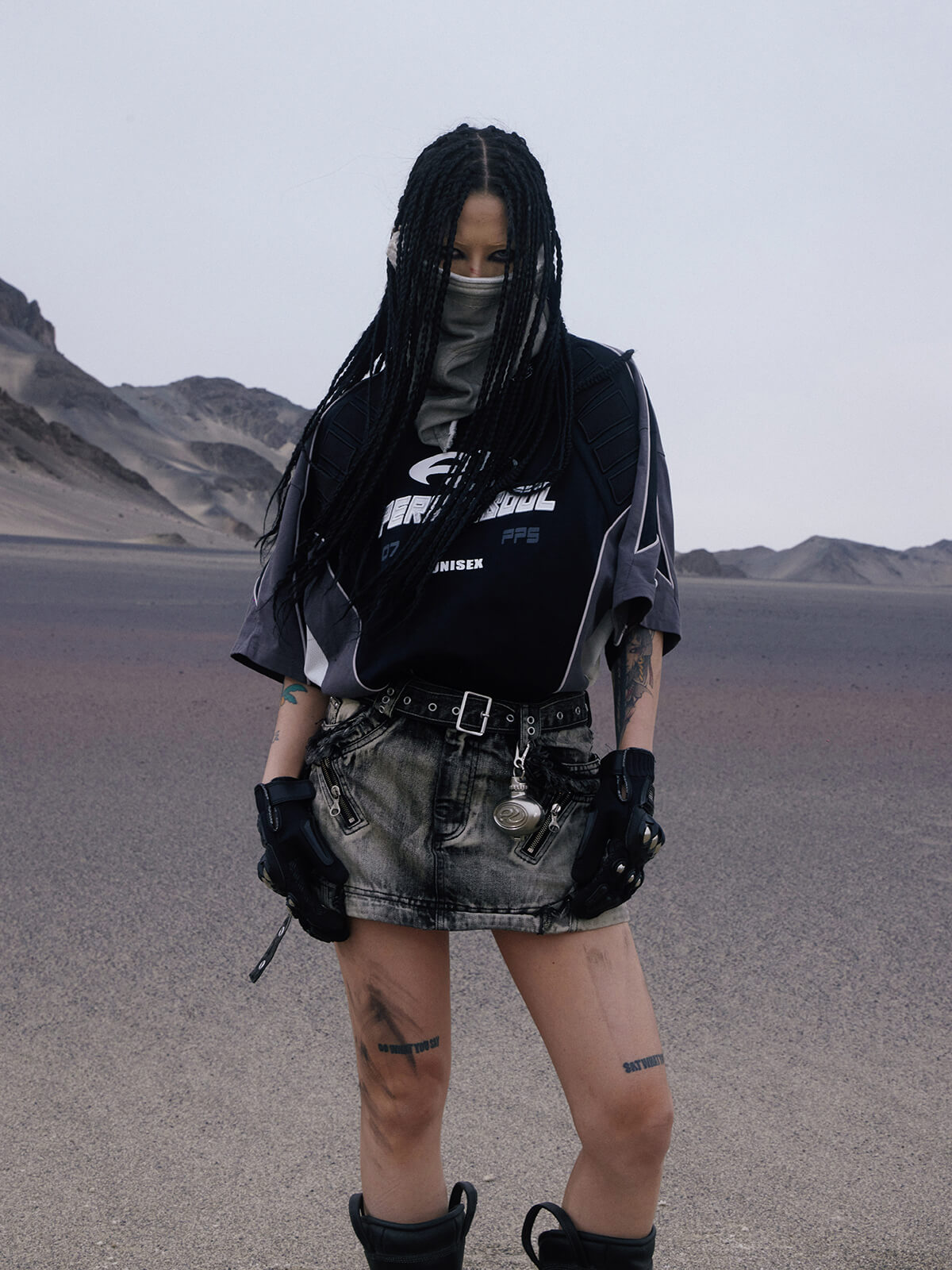 Personsoul Three-Stage Faded Maxi Denim Skirt - personsoul