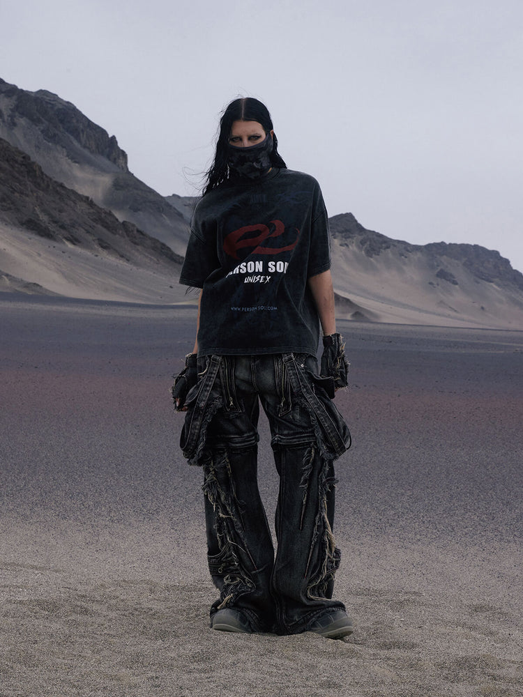Personsoul Black Detachable Denim Overalls - personsoul