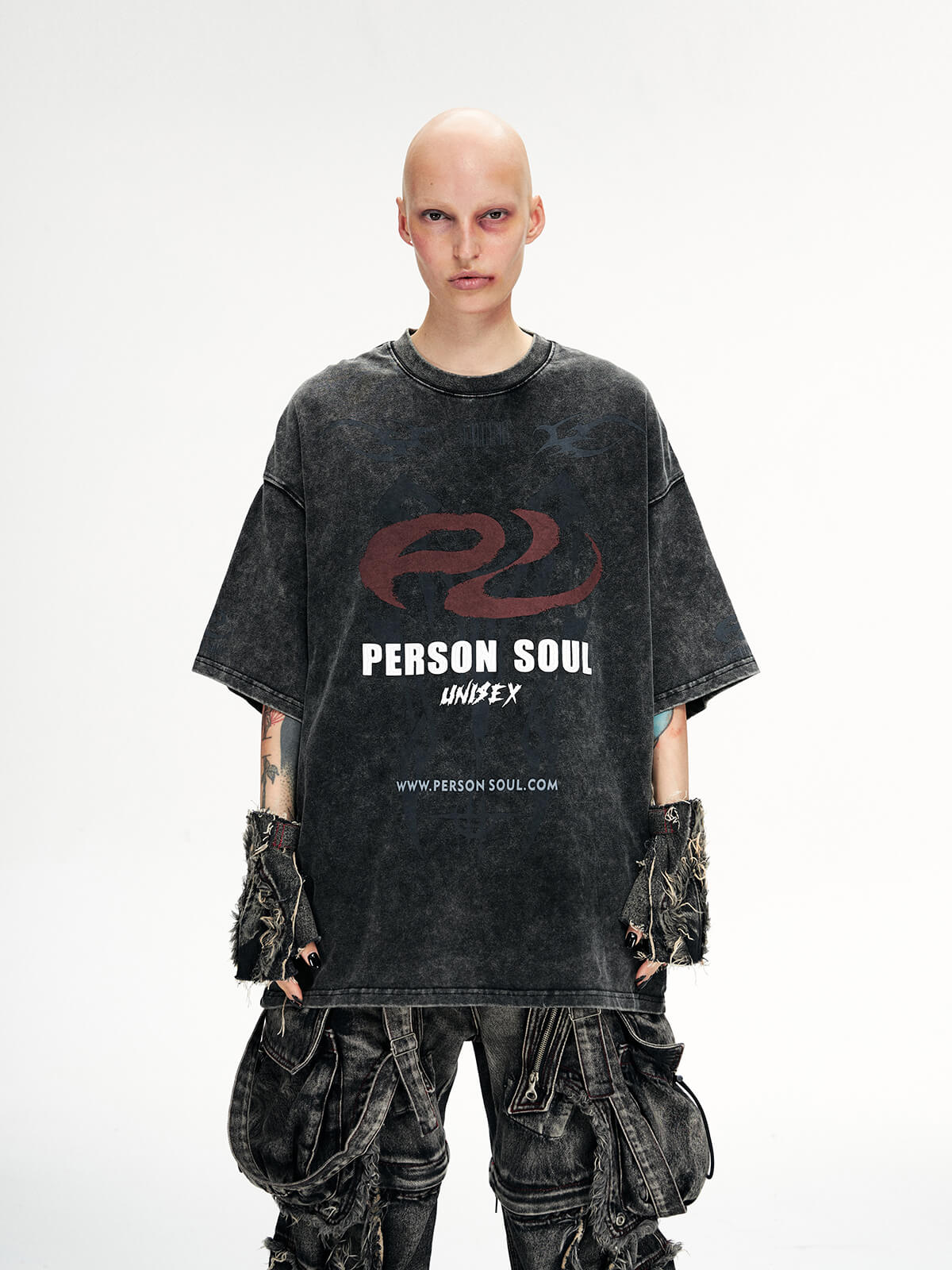 Personsoul Basic Logo Washed Oversized T-Shirt - personsoul